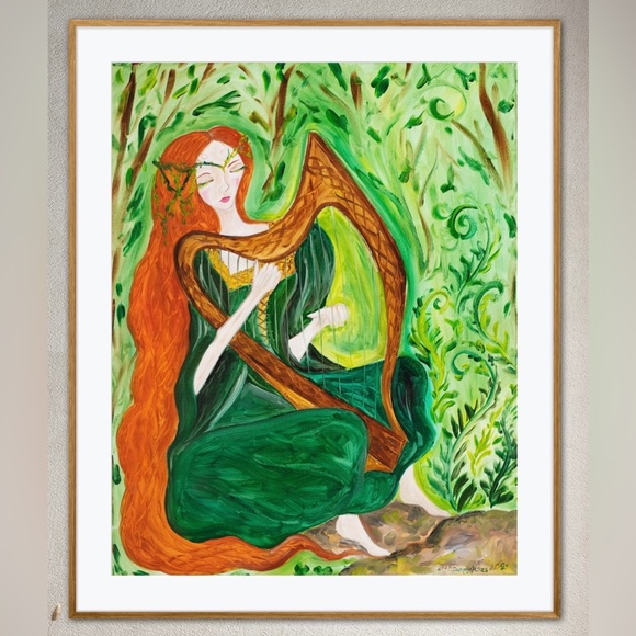 Oil Painting by Aren Dummer | Art | Cana Cludhmor Harp Art Print Celtic ...